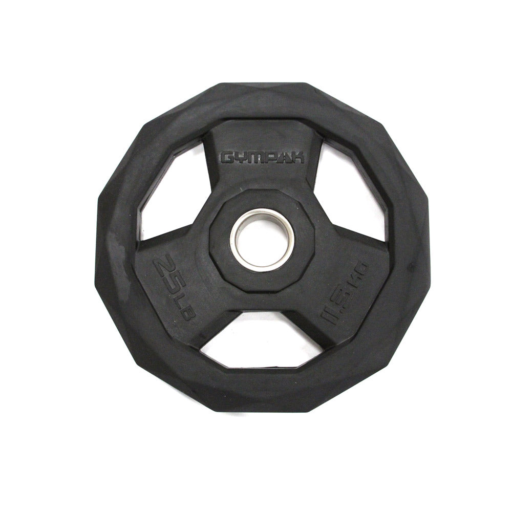 Black Rubberized Olympic Grip Plate - 25 LB